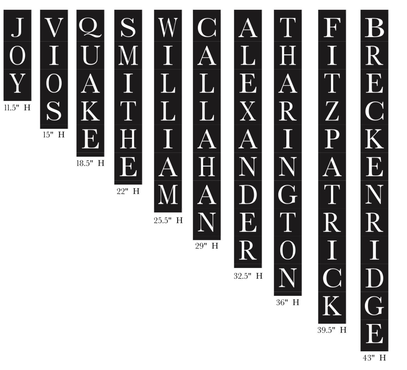 Vertical Name or Town Name Sign | Custom Gallery Wall Sign ...