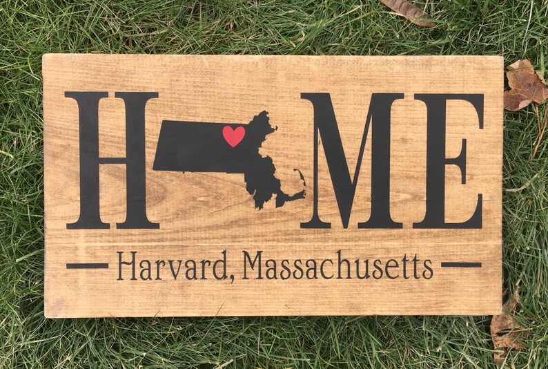 Massachusetts MA Home Sign customized with town name 2 | Etsy