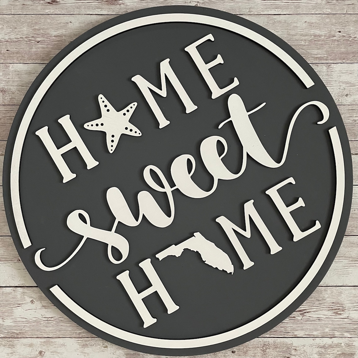 Florida Beach Home Sweet Home Round Wood Sign Ocean Home | Etsy