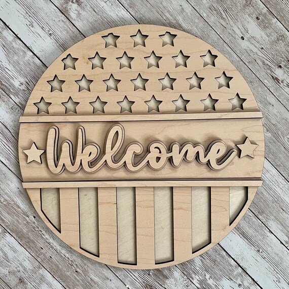 DIY Patriotic Welcome Paint Your Own Sign Kit Fourth of July | Etsy