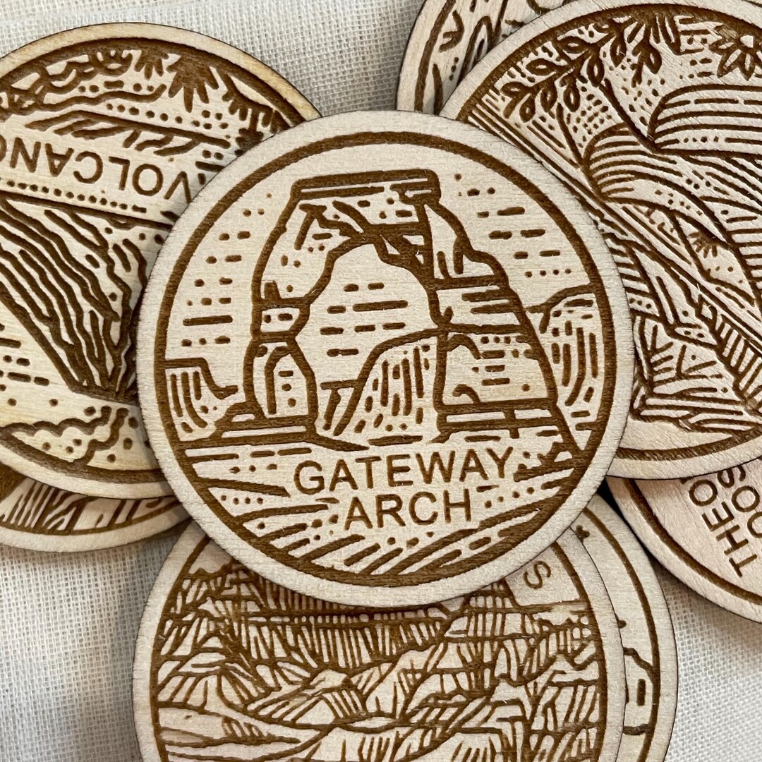Gateway Arch Travel Token or Magnet | Wood State, City, Landmark ...