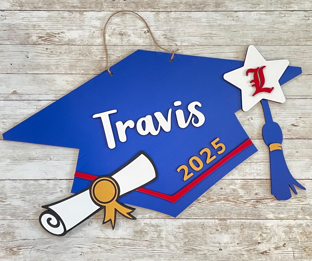 Custom Grad Cap Door Hanger | Senior 2025 Grad Decor | High School ...