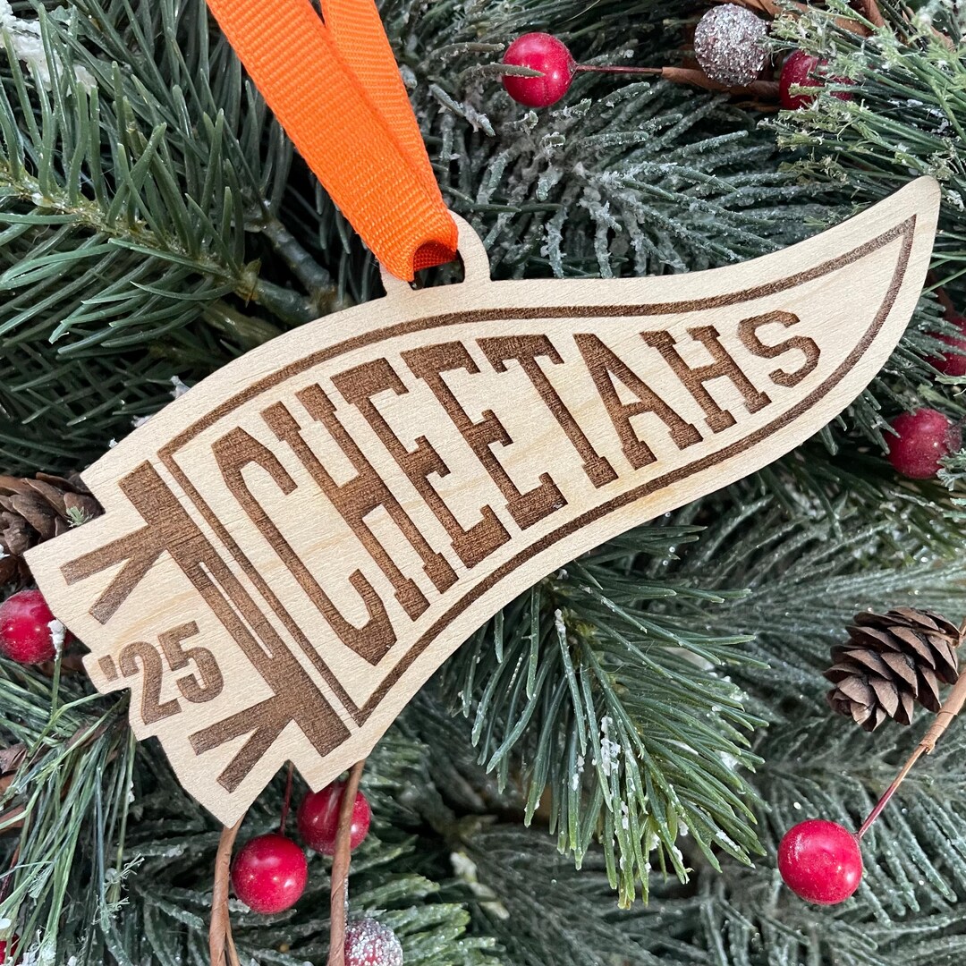 Cheetahs Pennant Wood Ornament: School Team Spirit, Custom Engraved - Etsy