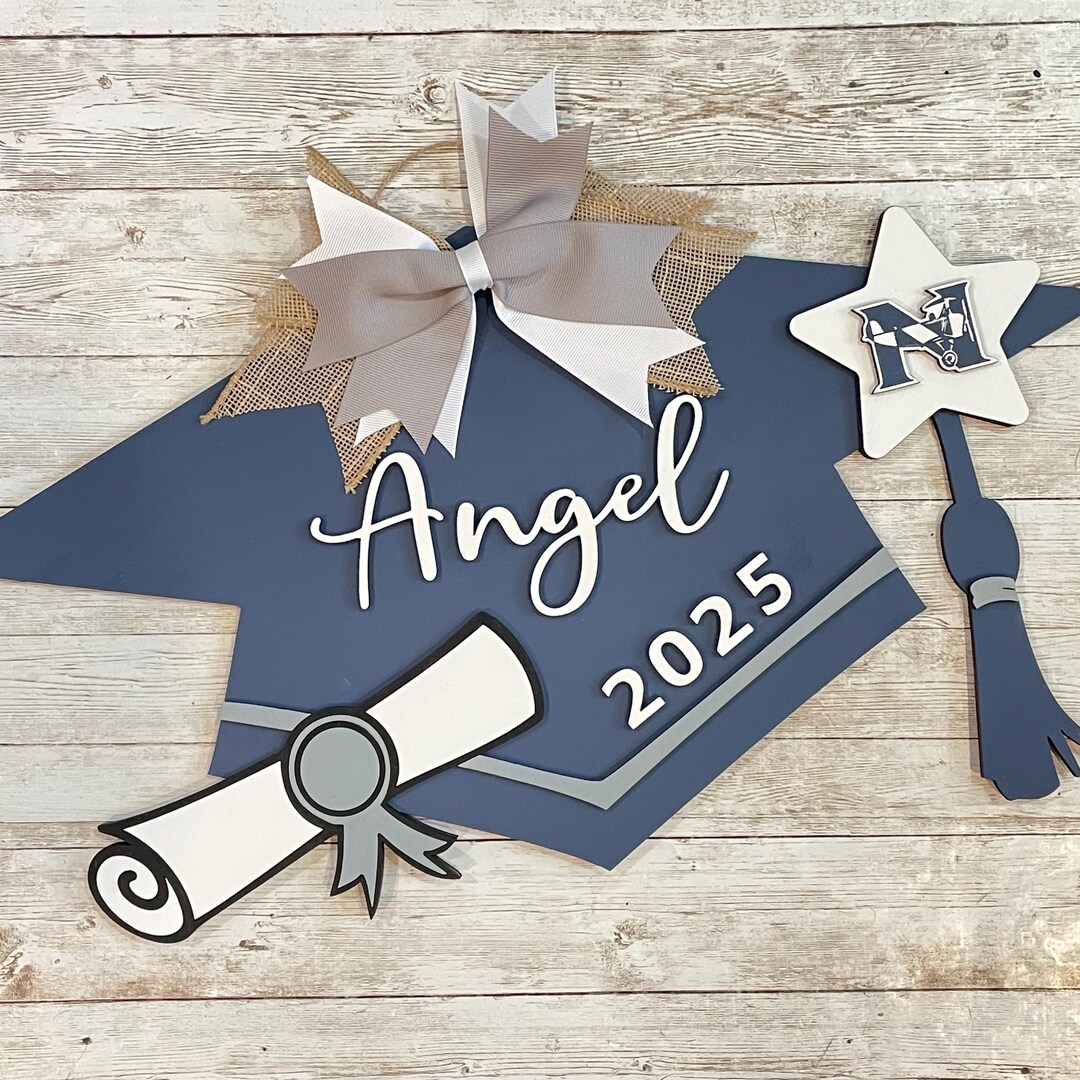 Custom Grad Cap Door Hanger | Senior 2025 Grad Decor | High School ...