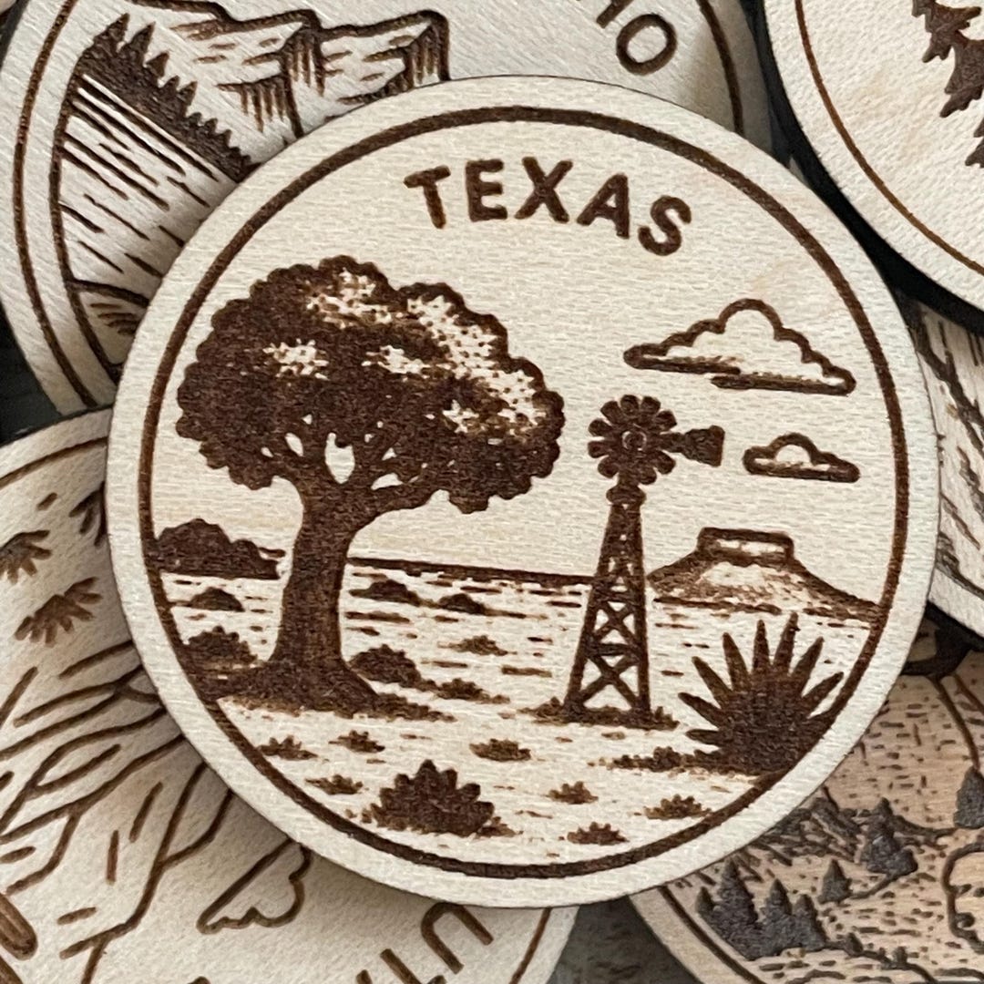 Texas Travel Token or Magnet | Wood State, City, Landmark, National ...