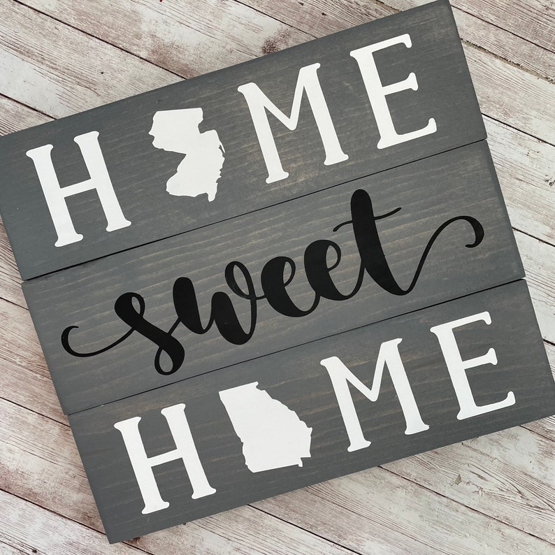 Home Sweet Home Double State Wood Sign Two State Home Sign - Etsy