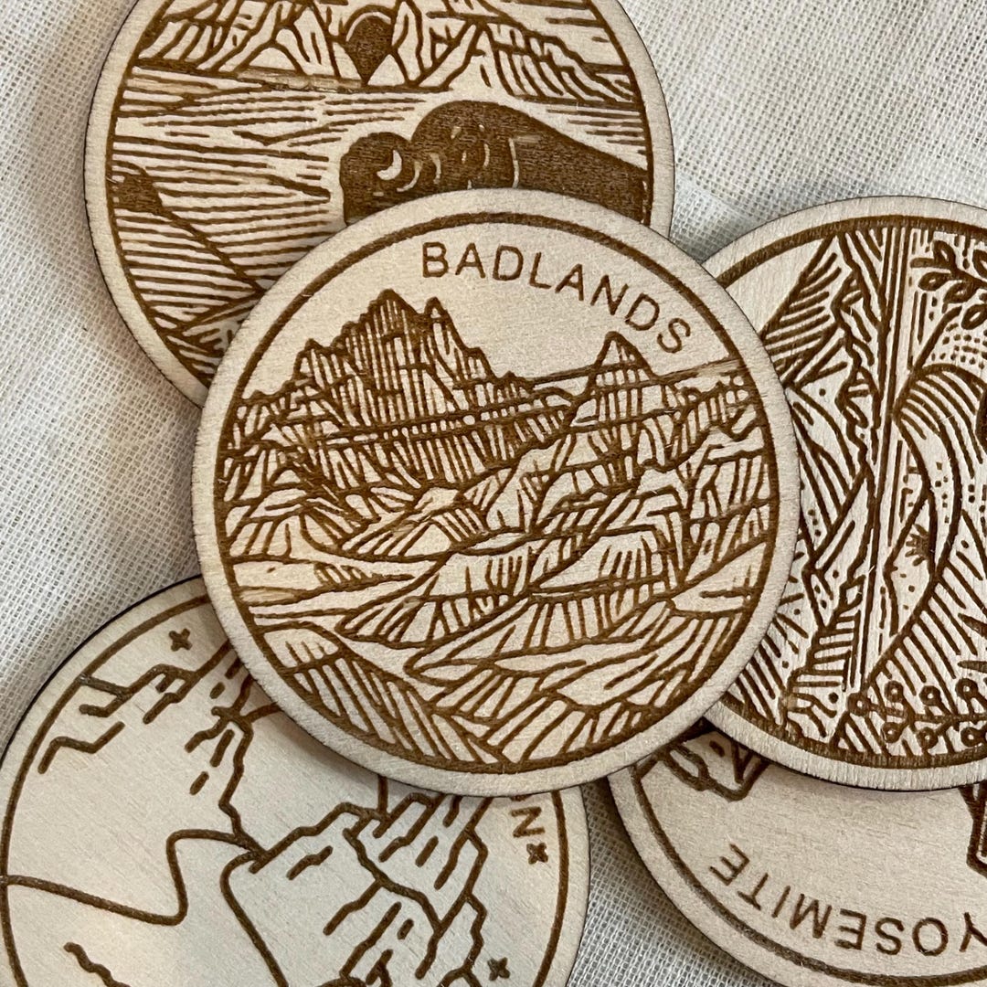 Badlands Travel Token or Magnet | Wood State, City, Landmark, National ...