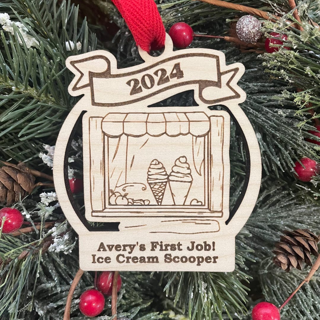 Ice Cream Scooper First Job 2025 Christmas Ornaments | Ice Cream Window ...