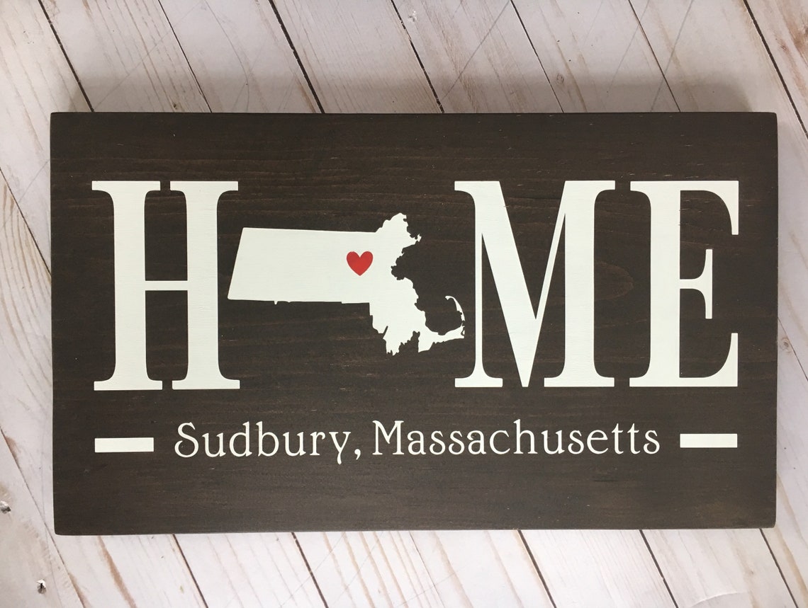 Massachusetts MA Home Sign Customized With Town Name 2 - Etsy