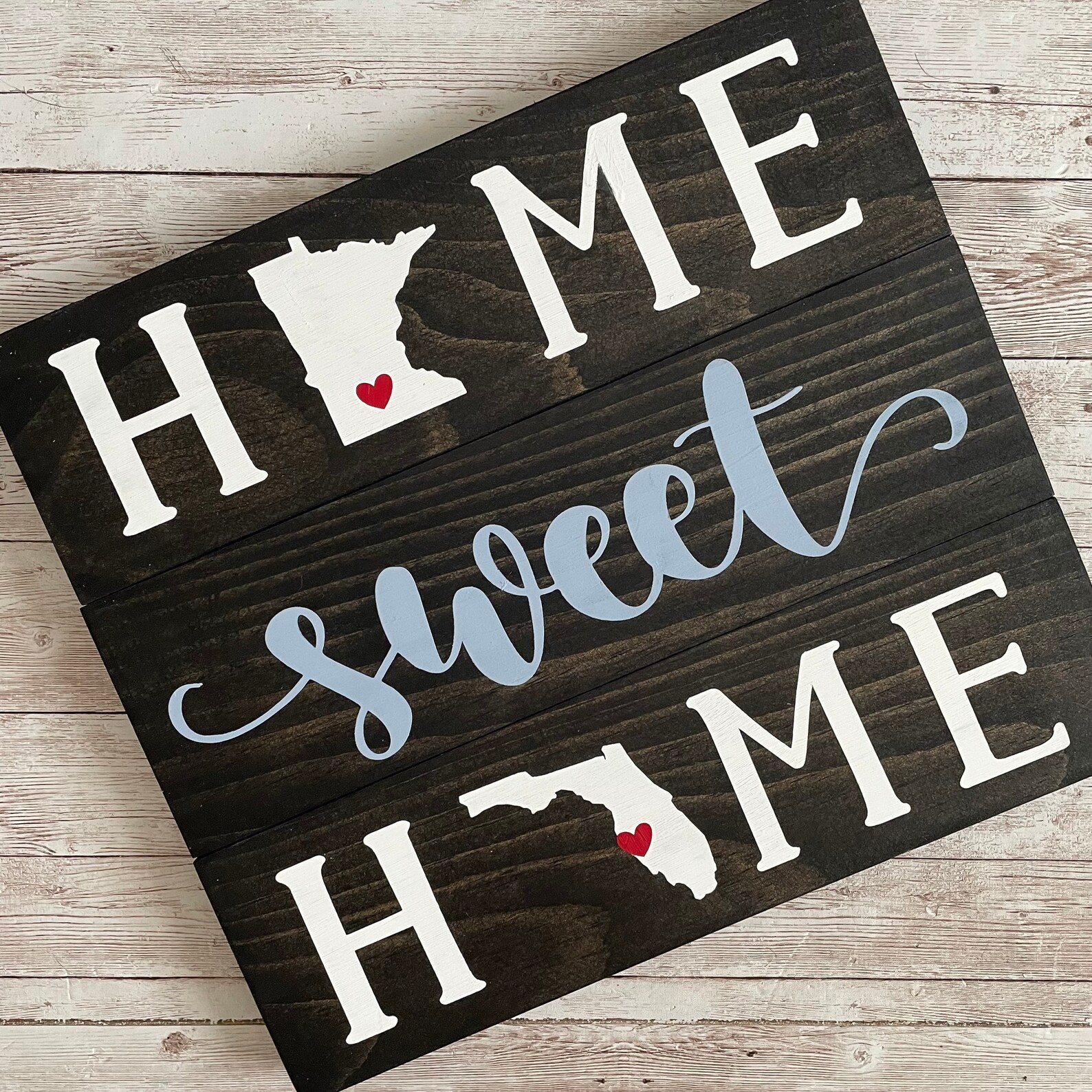 Home Sweet Home Double State Wood Sign | Two State Home Sign | New Home ...