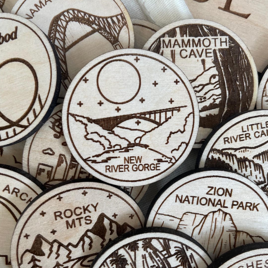 New River Gorge Travel Token or Magnet or Ornament: Engraved Wood ...