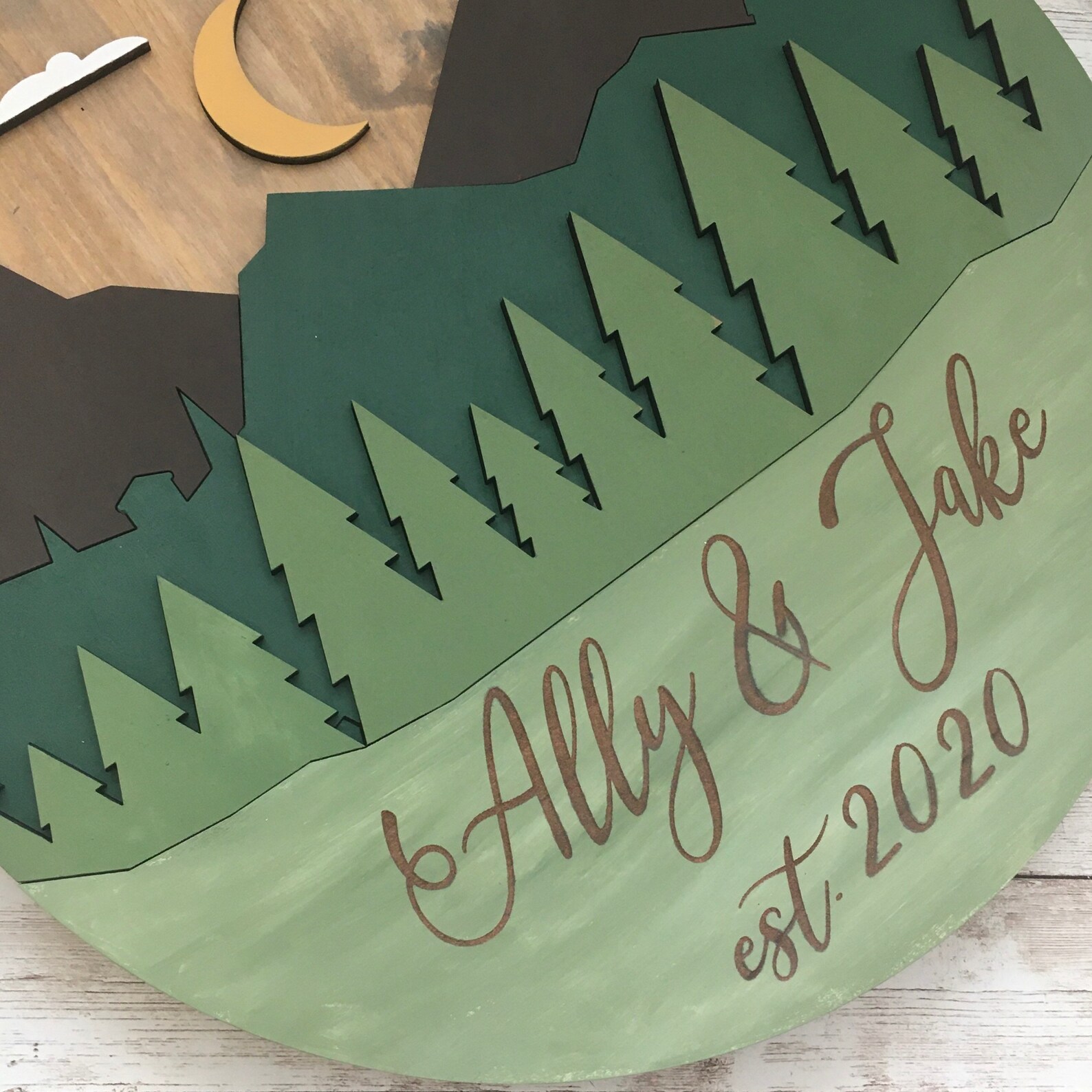 16 Round Mountain 3D Wood Sign Custom Mountain Theme Wood | Etsy