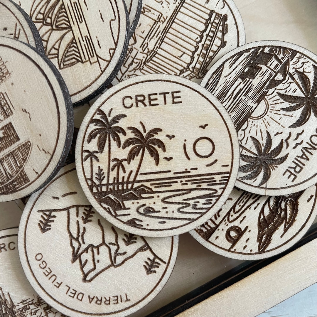 Crete Travel Token or Magnet | Wood State, City, Landmark, National ...