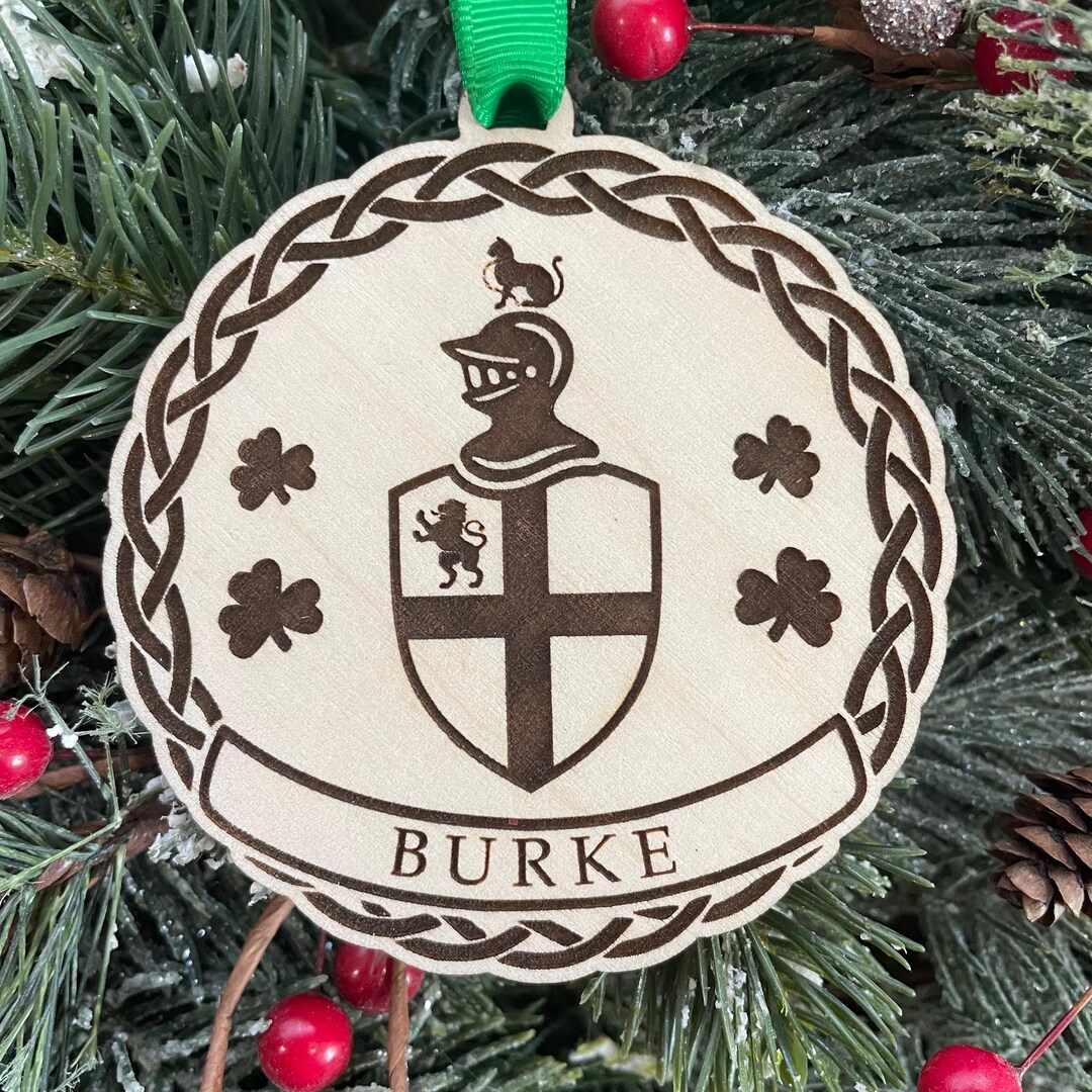 Burke Family Crest Ornament Irish Surname Wedding Gift Wedding Ornament ...