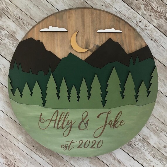 16 Round Mountain 3D Wood Sign Custom Mountain Theme Wood | Etsy