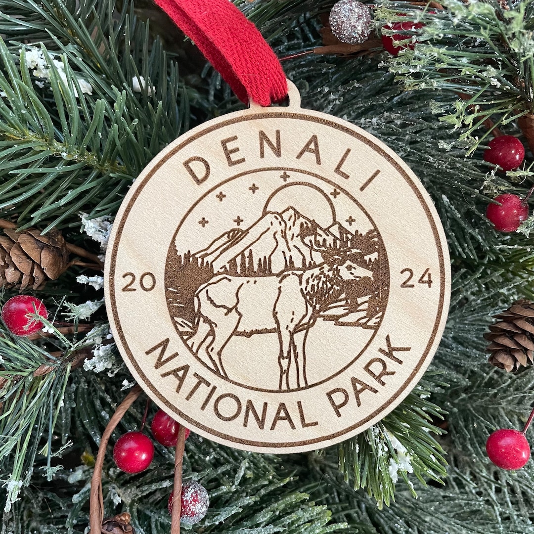 Denali National Park Ornament: Engraved Wood Destination Tracker ...