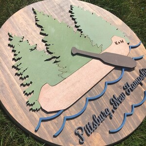 12” / 16” / 18" / 20” Round Lake House 3D Wood Sign | Canoe or Kayak ...