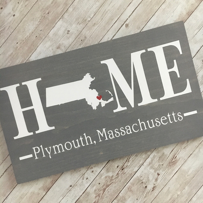 Massachusetts MA Home Sign Customized With Town Name 2 - Etsy