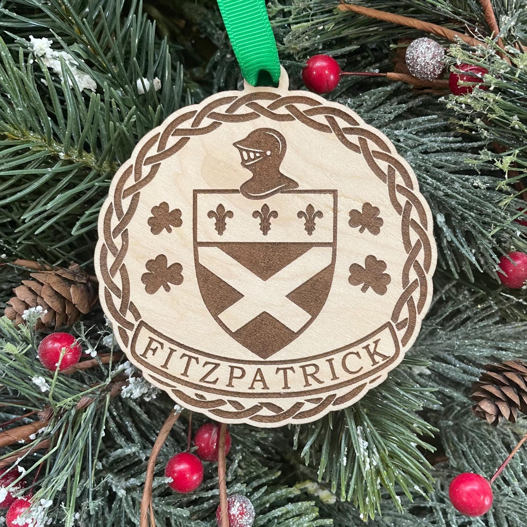 Fitzpatrick Family Crest Ornament | Irish Surname Wedding Gift ...