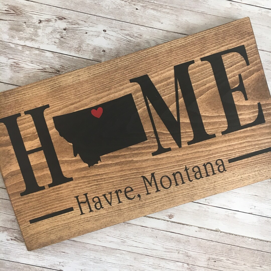 Montana Home State Wood Sign | 2 Sizes Available | Customized With ...