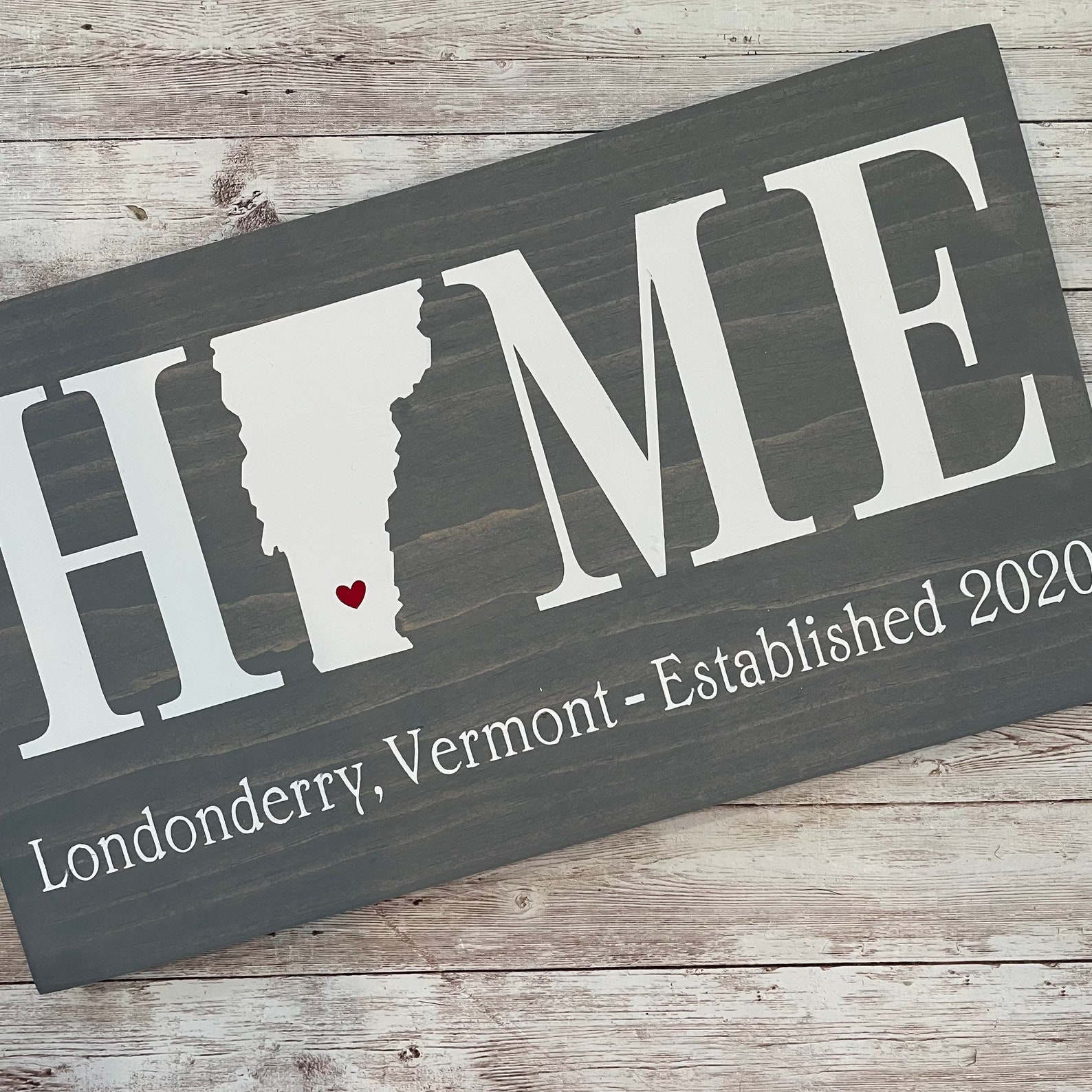 Vermont (VT) Home State Sign - 2 Sizes Available - Customized With Town ...