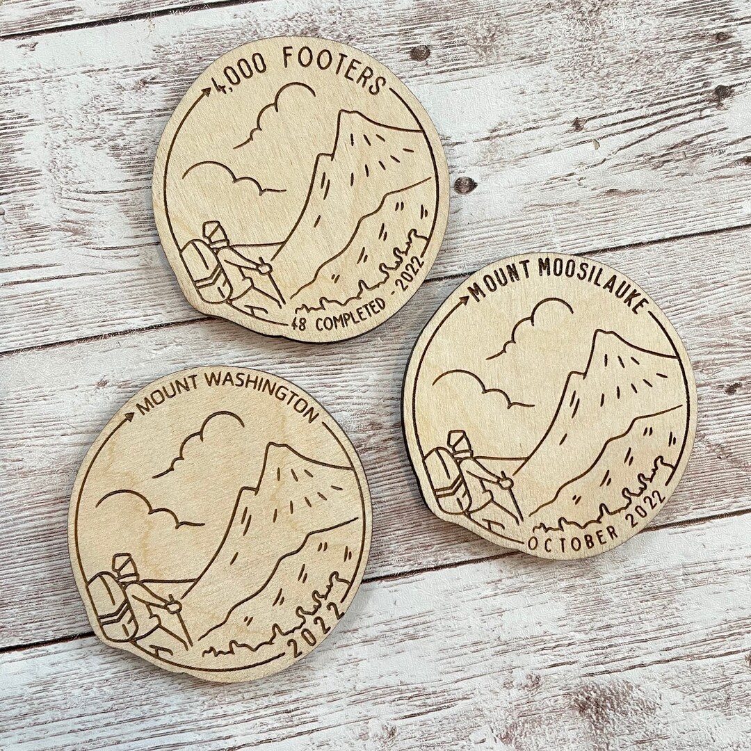 NH Mountain Hike 2.5” Inch Wood Magnet | New Hampshire Hiker 4,000 ...