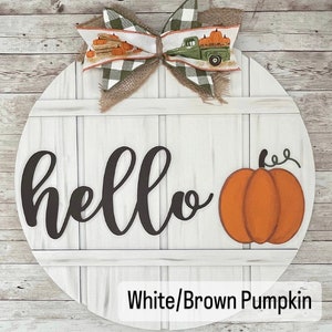 Hello Apple Sign 12” / 16” / 18” Round Wood Sign | Fall Door Idea ...