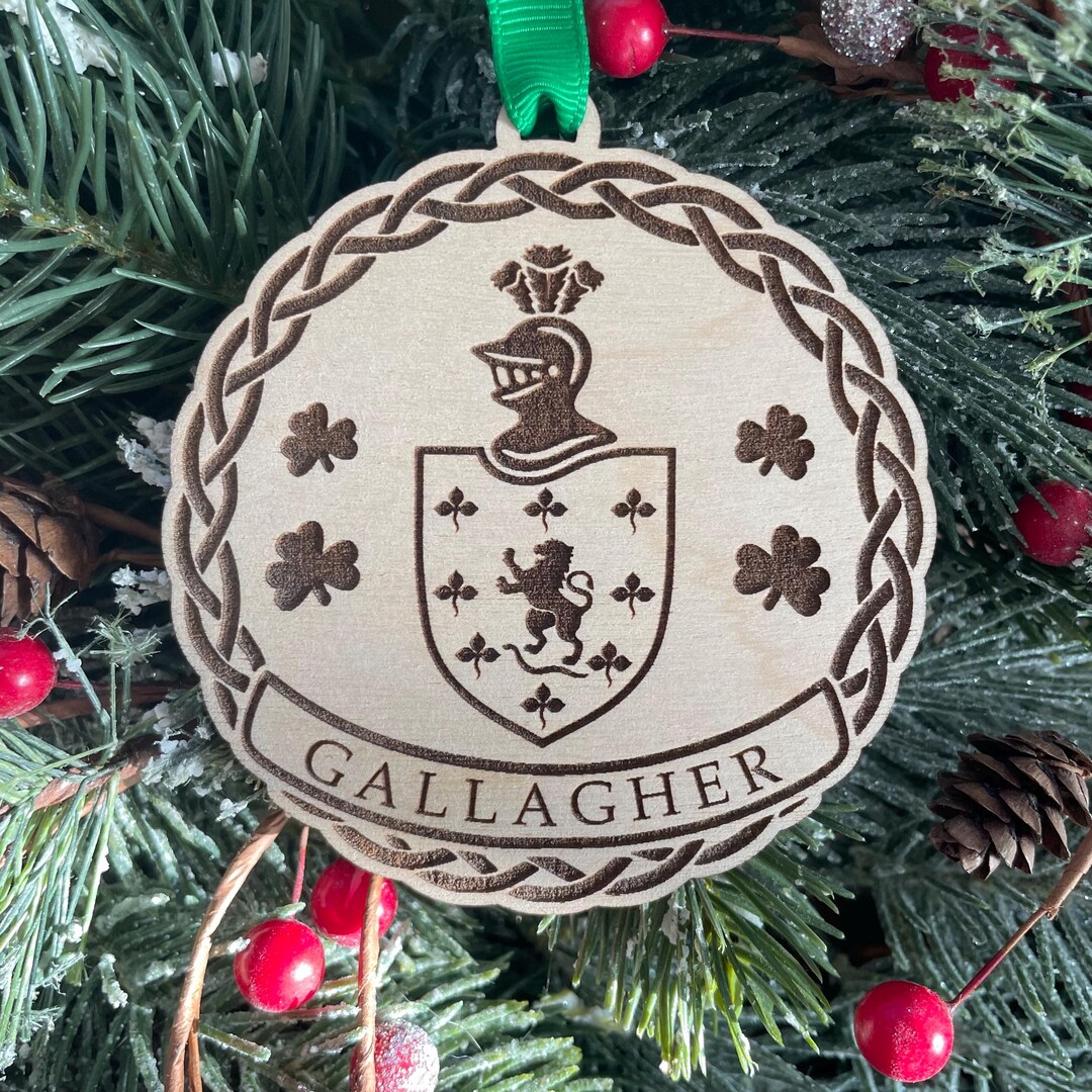 Gallagher Family Crest Ornament | Irish Surname Wedding Gift | Wedding ...