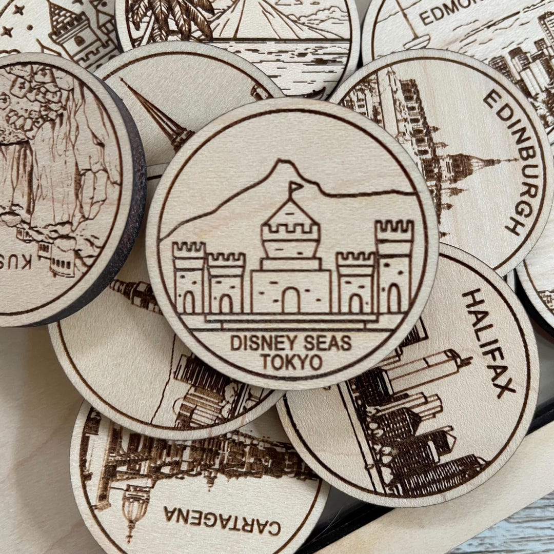 Tokyo Theme Park Travel Token or Magnet | Wood State, City, Landmark ...