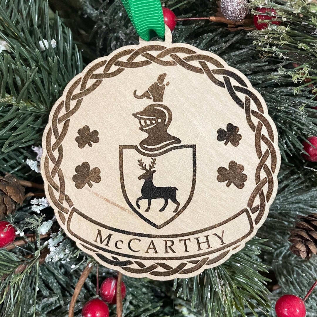 Mccarthy Family Crest Ornament | Irish Surname Wedding Gift | Wedding ...