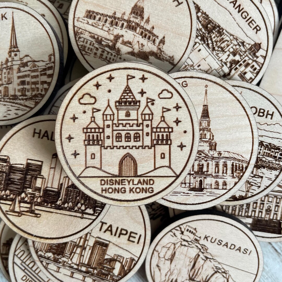 Hong Kong Theme Park Travel Token or Magnet | Wood State, City ...