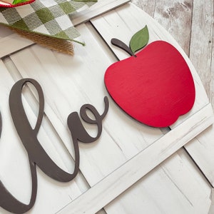 Hello Apple Sign 12” / 16” / 18” Round Wood Sign | Fall Door Idea ...
