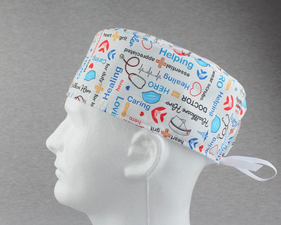 Nurse Appreciation Ribbon Tieback Scrub Hat, Surgical Hat, Chefs Hat ...