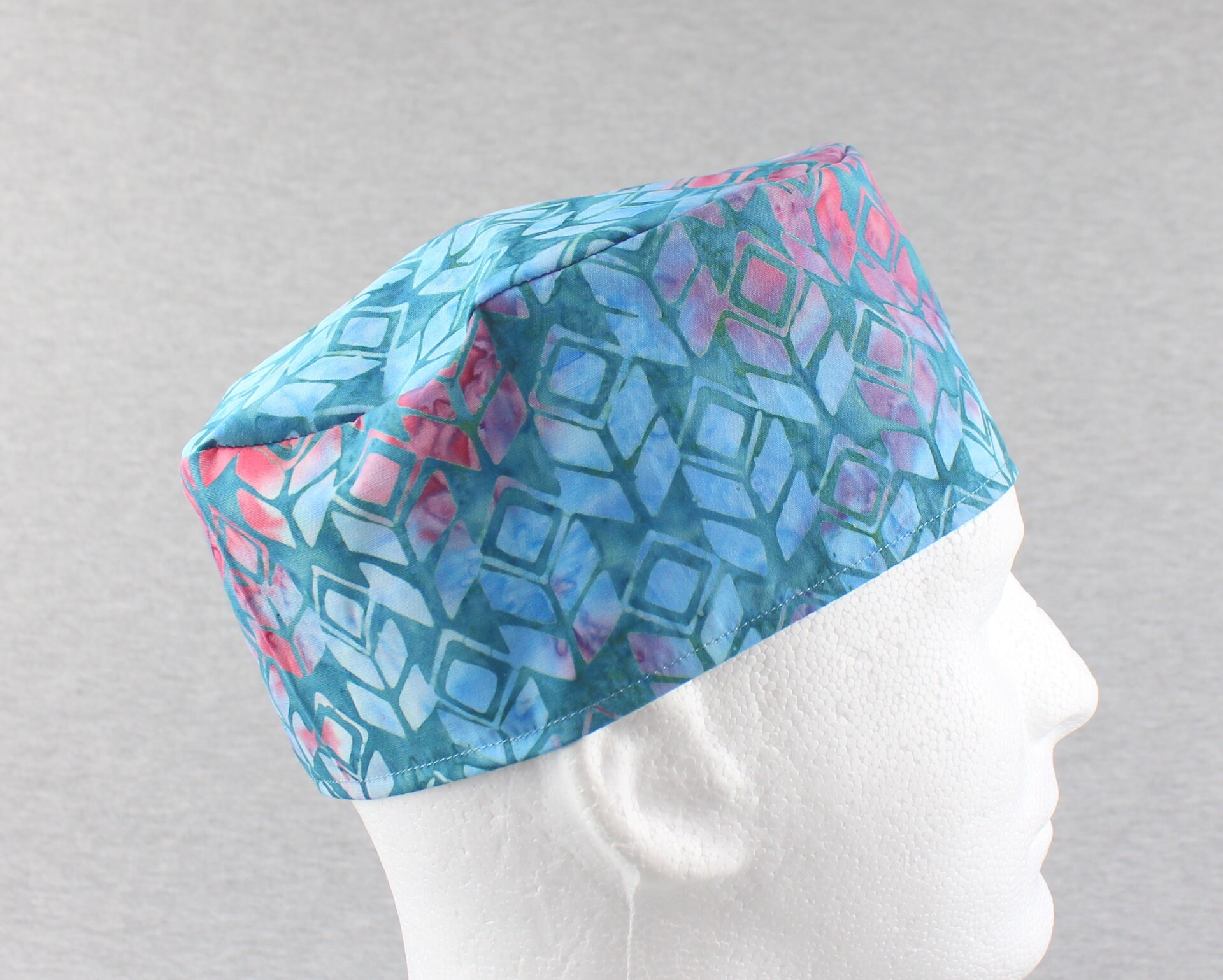 Teal and pink Hook&Loop surgical hat scrub hat chefs hat | Etsy