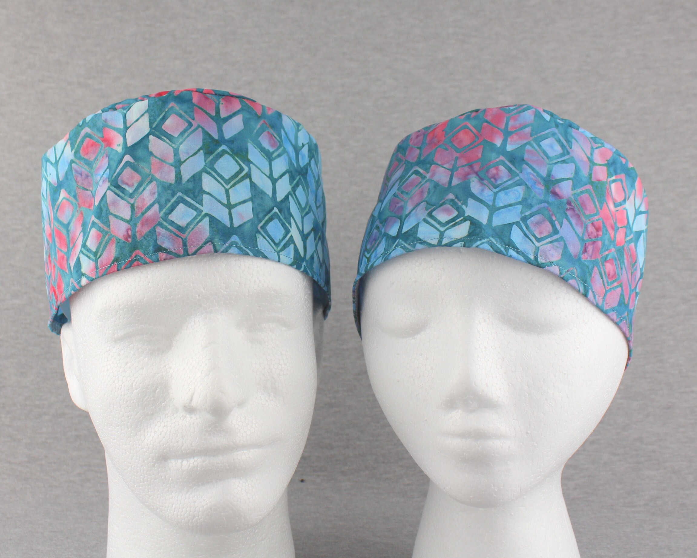 Teal and pink Hook&Loop surgical hat scrub hat chefs hat | Etsy