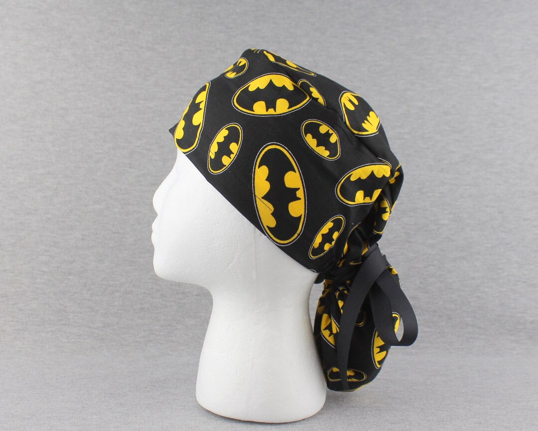 Bat Signal Ponytail Scrub Hat, Surgical Scrub Cap, Chefs Hat, Headgear ...