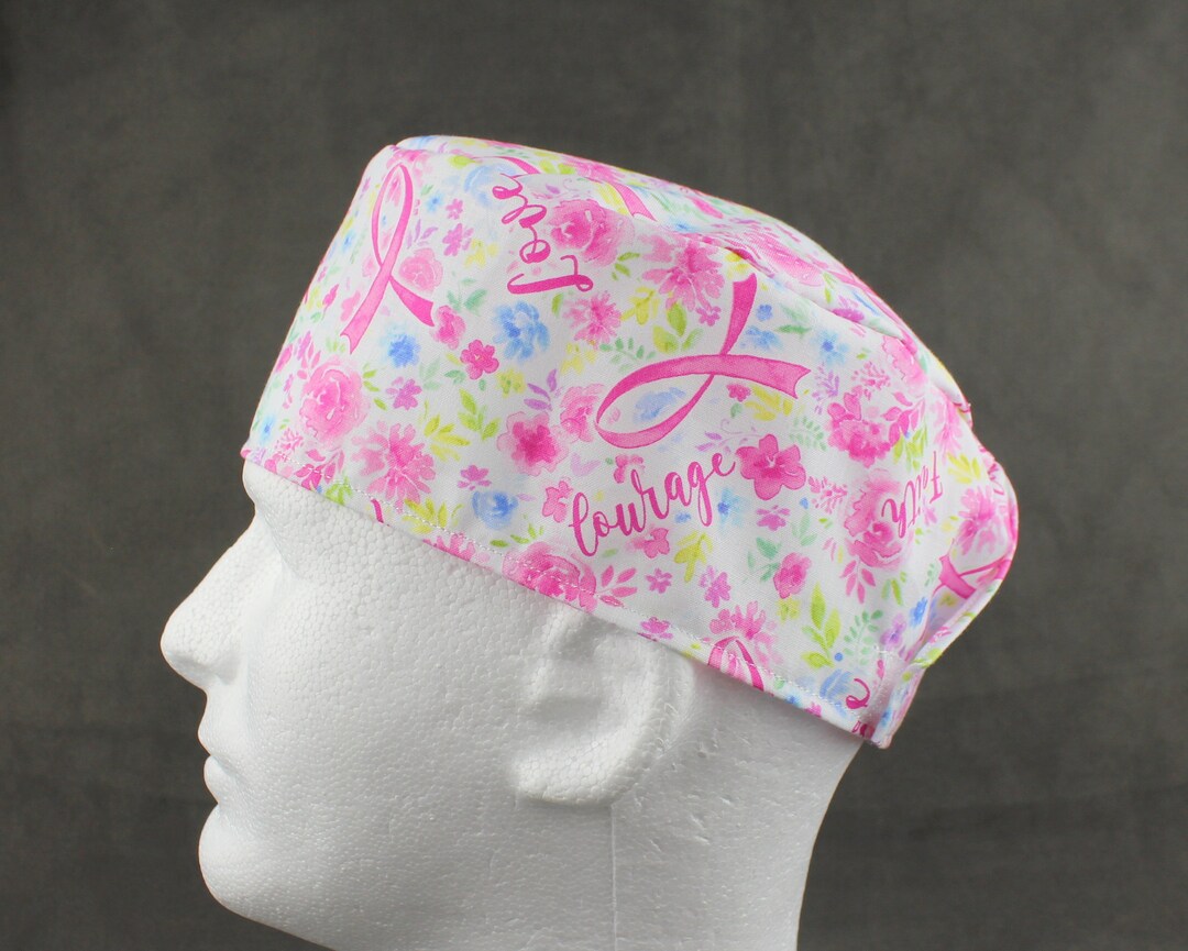 Ribbon Cancer Awareness Hook&loop Surgical Hat, Scrub Hat, Chefs Hat ...