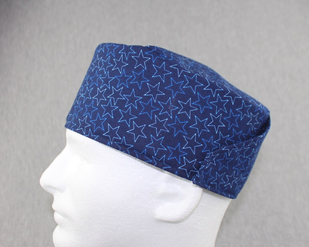 Blue Stars Hook&loop Surgical Hat, Scrub Hat, Chefs Hat, Head Cover Cap ...