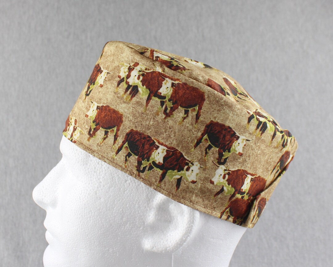 Western Hereford Cows Hook&loop Surgical Hat, Scrub Hat, Chefs Hat ...