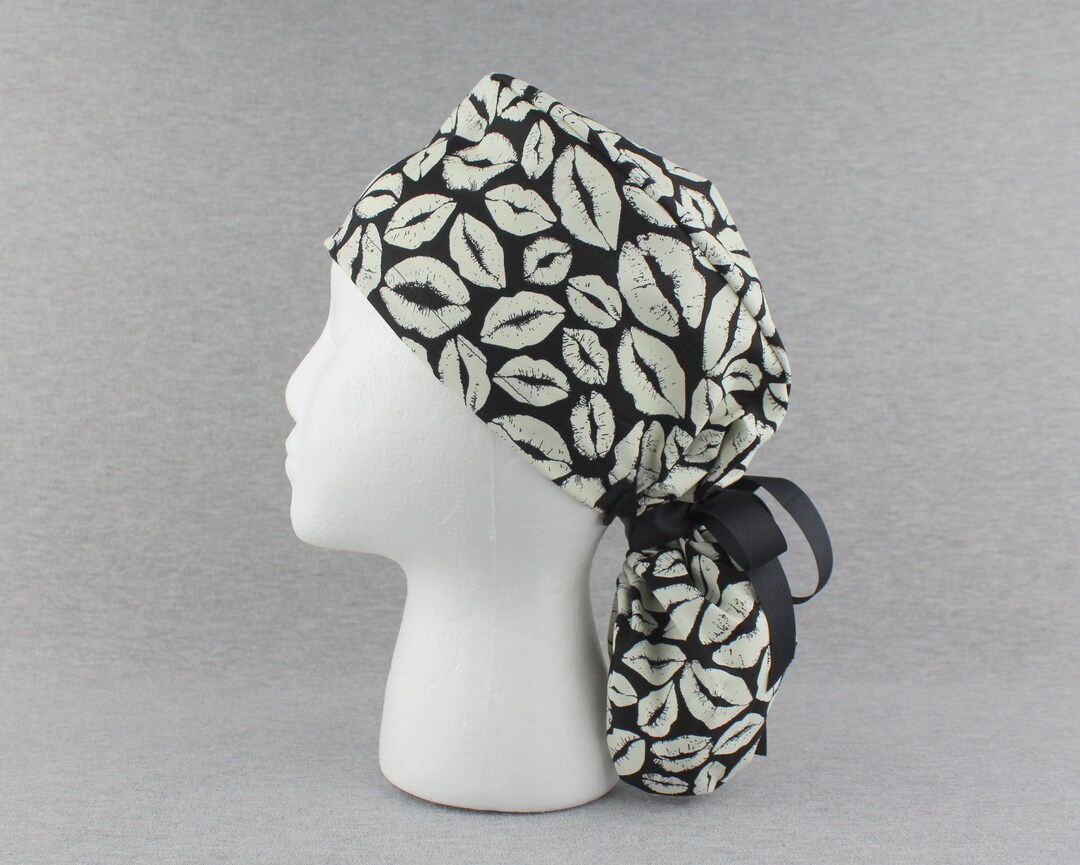 Glow in the Dark Lips Ponytail Scrub Hat, Surgical Scrub Cap, Chefs Hat ...