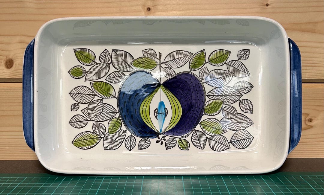 Vintage Rorstrand Eden Ovenware Baking Dish, Blue Apple Design - Etsy UK