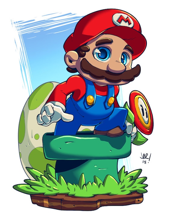 Chibi Mario 8.5x11 Print | Etsy