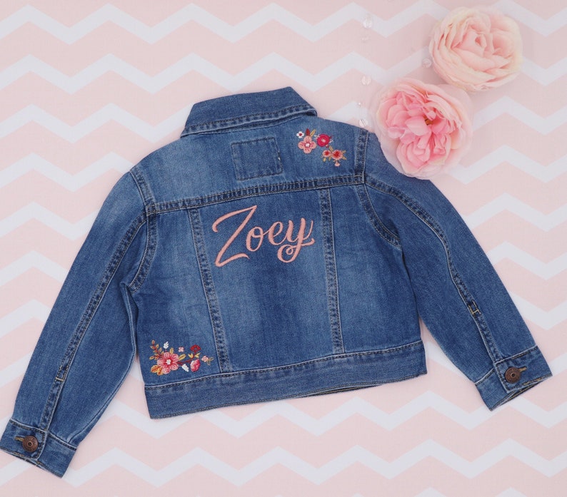 Personalized Name Girls Denim Jacket Custom Floral - Etsy