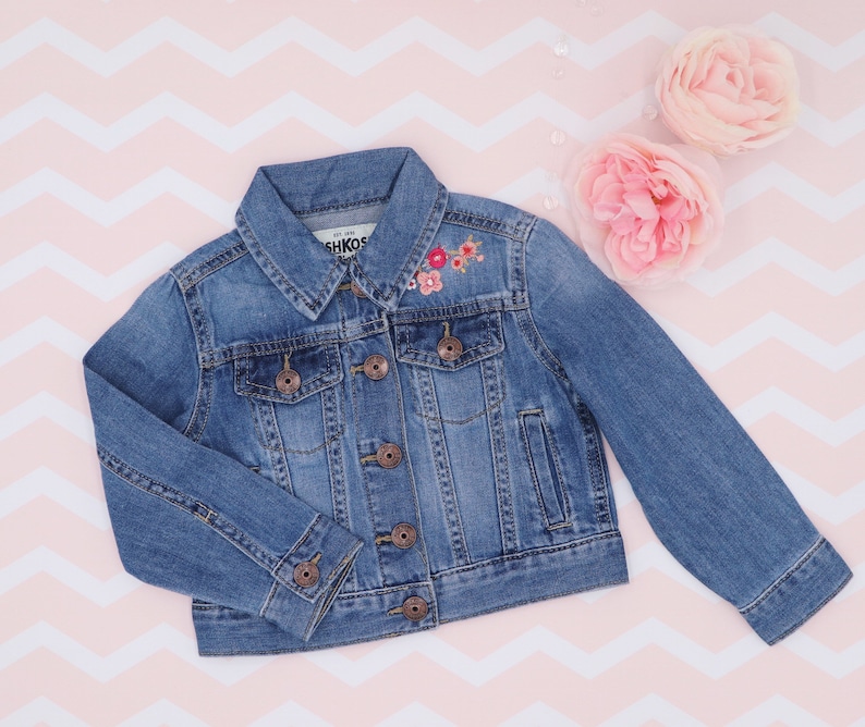 Personalized Name Girls Denim Jacket - Custom Floral Embroidered Denim ...
