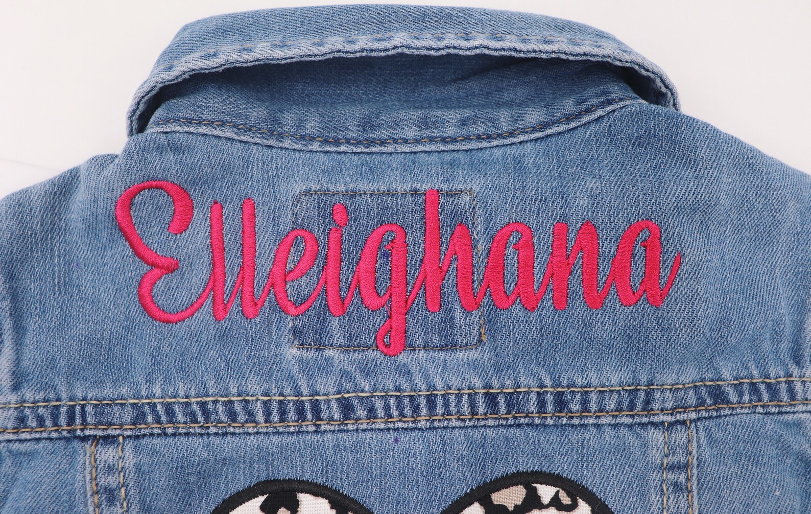 Personalized Embroidered Girls Denim Jacket | Leopard and Pink Glitter ...