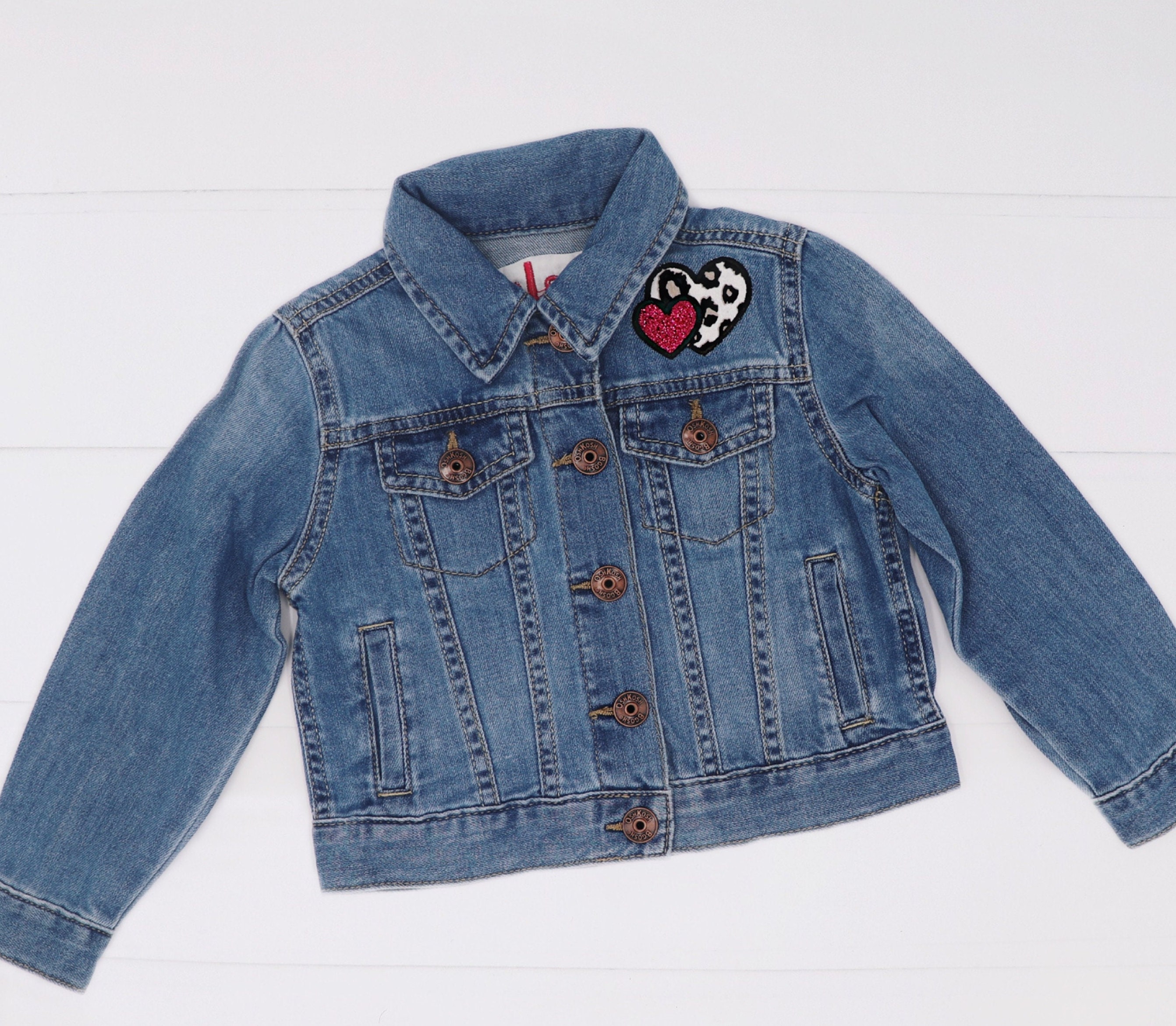 Personalized Embroidered Girls Denim Jacket | Leopard and Pink Glitter ...