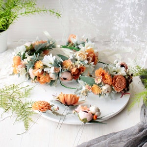 Beige Flower Crown, Bridesmaid Headpiece, Wedding Floral Hairpiece ...