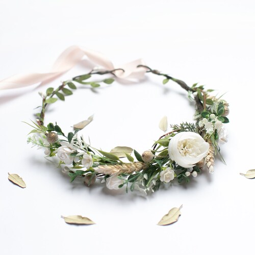 Rustic Flower Crown Blue Wedding Hairpiece Bridesmaid Crown - Etsy