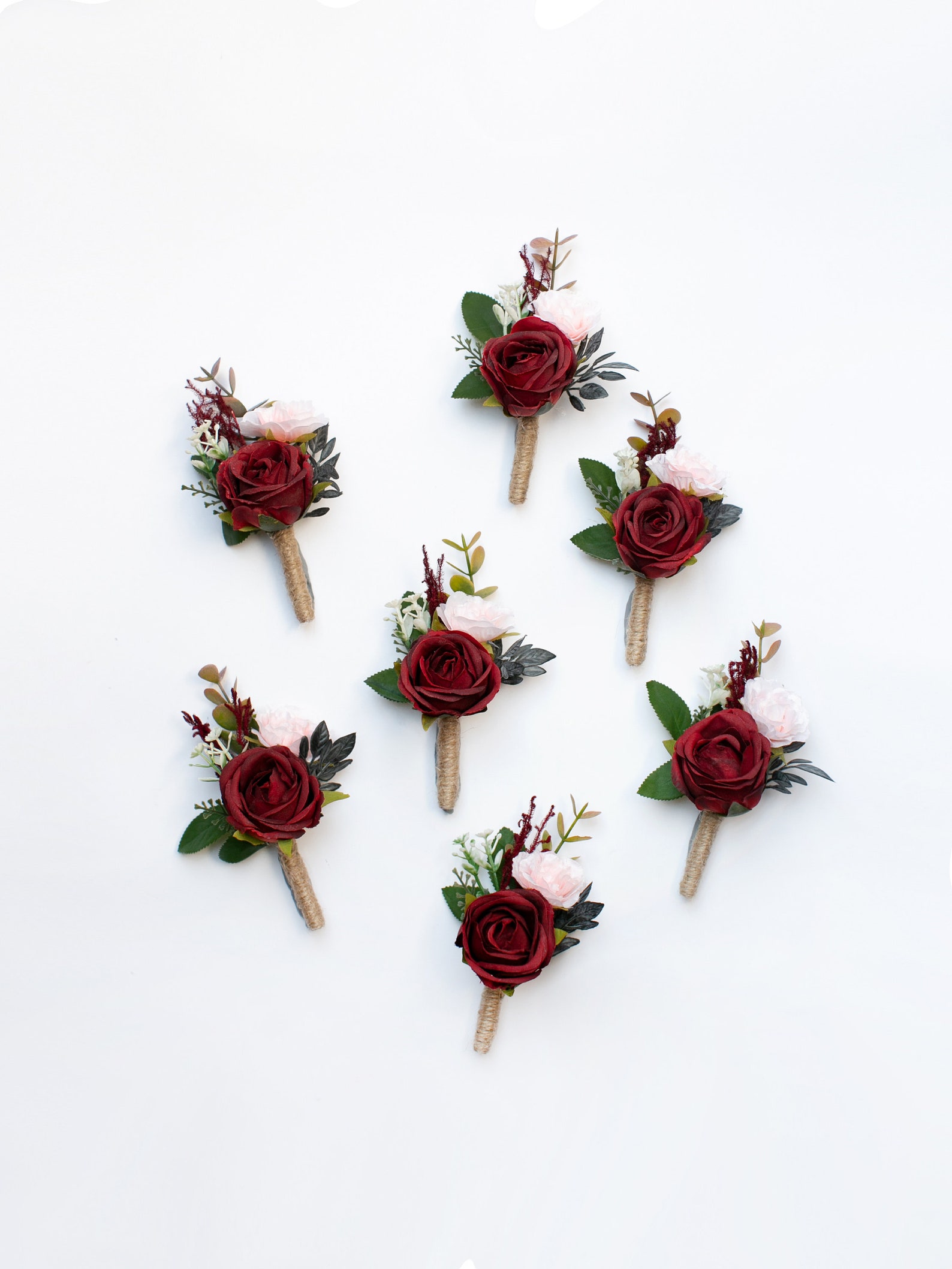 Groom's Boutonniere, Burgundy Flower Buttonhole, Men's Floral ...