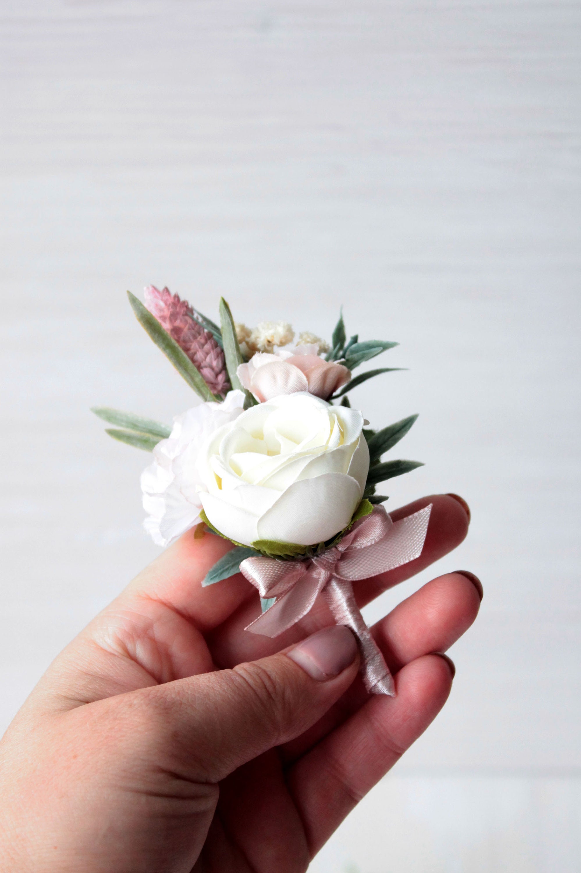 Groom's Buttonhole Wedding Wrist Corsage Blush Flower - Etsy